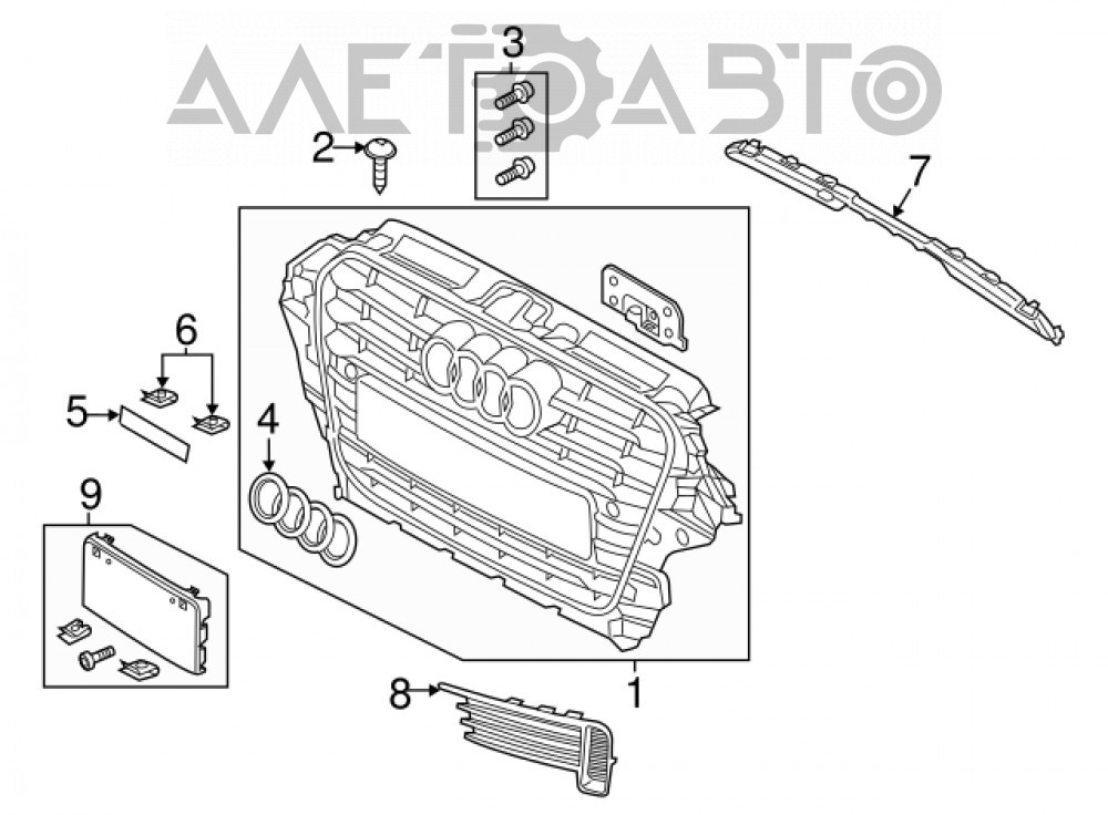 Решетка радиатора grill в сборе Audi A3 8V 17-20 без эмблемы ...