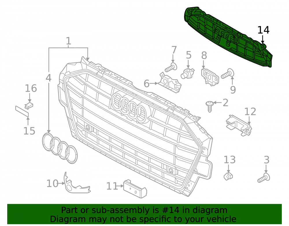 Ramă grilă Audi A4 B9 20-25 8W0807233C cod 851623 - cumpărați cu livrare